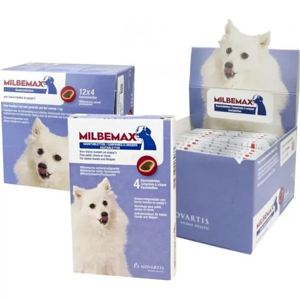 Milbemax Kauwtabletten Hond Klein Chewy 4 Tabletten 5 kilo | Bij K9 Shop